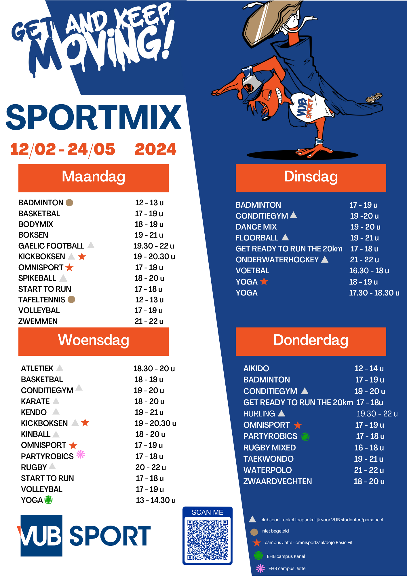 2024_Sportmix overzicht 2de semester NL_Sofie Rousseeuw | Vrije Universiteit Brussel